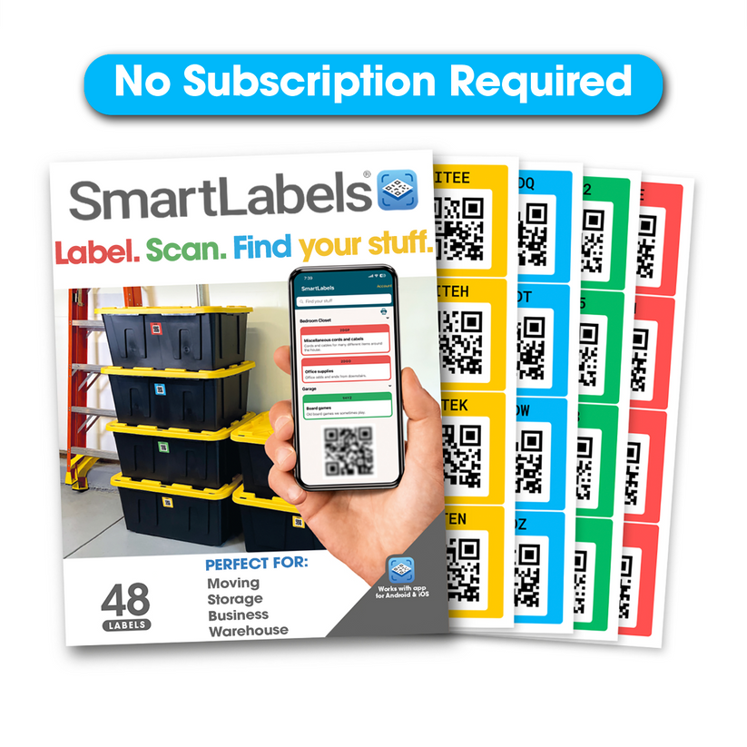 Smart Labels QR Code Stickers Pack of 48 (Original) Made in USA - QR C